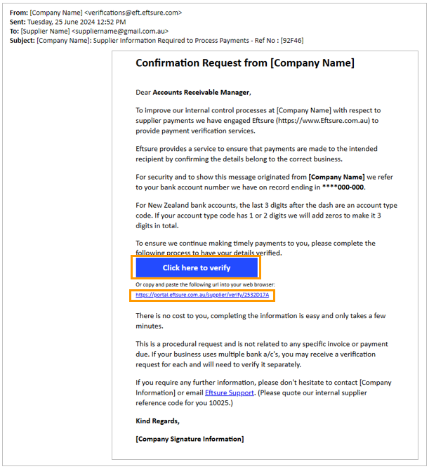 New Bank Account Verification_AUS – Eftsure Knowledge Base